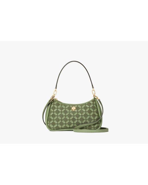 Kate Spade Kayla Woven Leather Small Convertible Shoulder Bag in Green ...