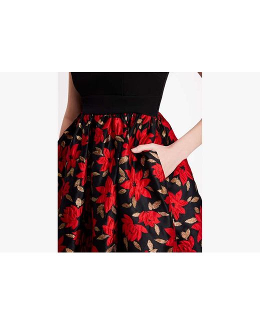 Kate Spade Winter Blooms Brocade Dress in Red | Lyst