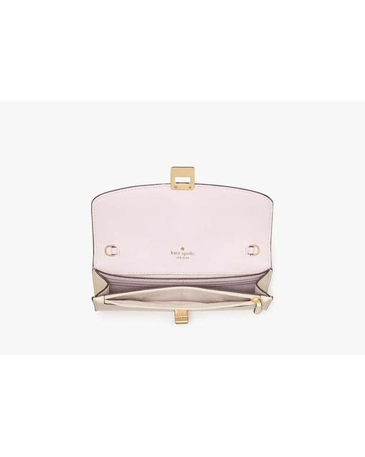 Kate Spade Phoebe Perforated Turnlock Wallet-On-Chain in White | Lyst