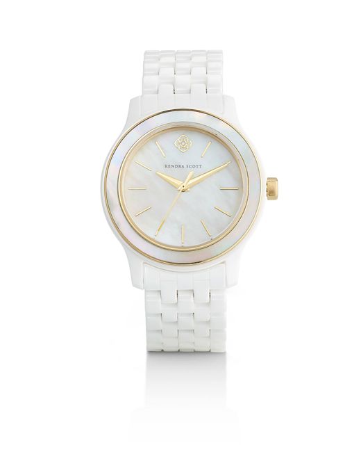 Kendra Scott Alex Two Tone Stainless Steel 35mm Watch | White Ceramic ...