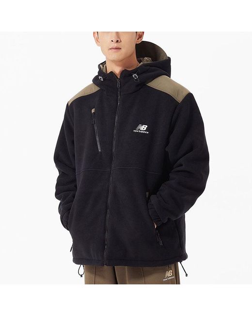 New Balance Logo Reversible Jacket in Black for Men | Lyst UK