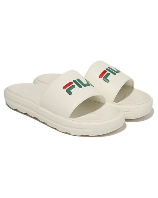 Fila Drifter V2 Large Logo Slides in White for Men | Lyst