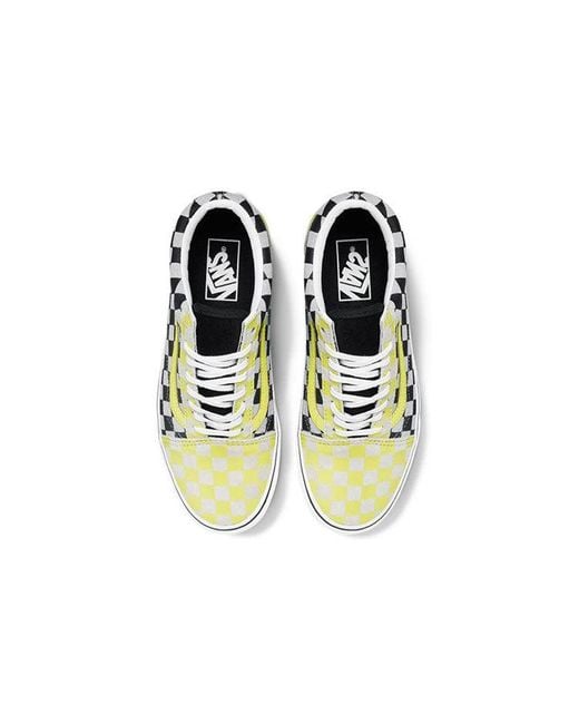 Vans Old Skool Checkerboard Blackyellow in Blue for Men | Lyst