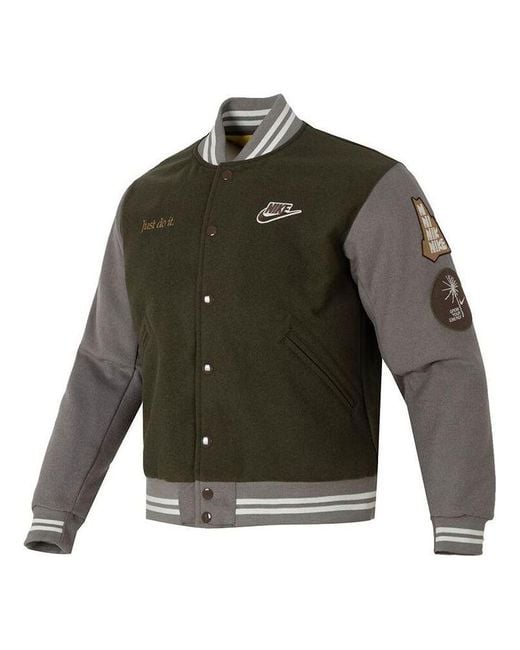 Nike Outdoor Varsity Jacket in Green for Men | Lyst UK