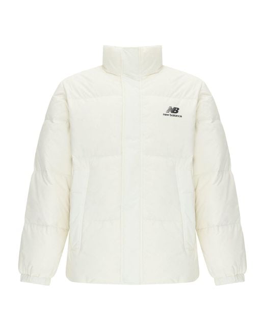 New Balance Logo Sports Down Jackets in White for Men | Lyst