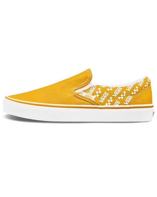 Vans Classic Slip-On 'Logo Repeat in Yellow for Men | Lyst