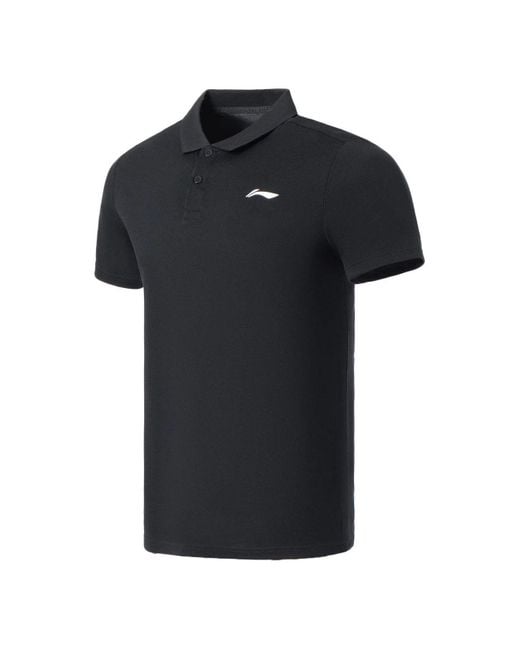 Li-ning Logo Training Polo Shirt in Black for Men | Lyst