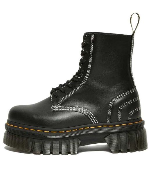 Dr. Martens Audrick 8-Eye Stitch Leather Platform Boots in Black | Lyst UK