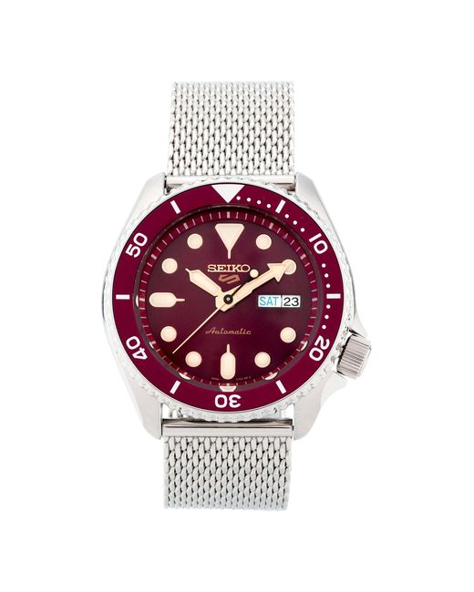 Seiko No. 5 Sports Mechanical Watch Wine in Metallic | Lyst UK