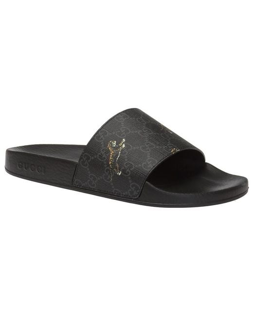 Gucci Gg Supreme Slide 'Tiger' in Black for Men | Lyst UK