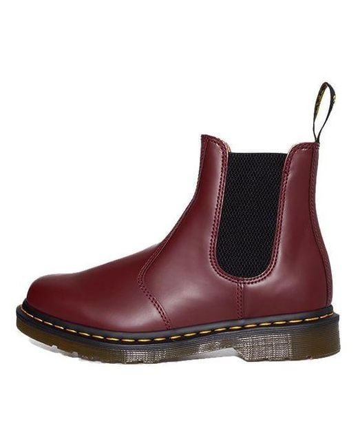 Dr. Martens Dr.martens 2976 Yellow Stitch Chelsea Boots in Red | Lyst