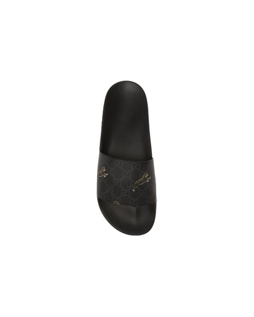 Gucci Gg Supreme Slide 'Tiger' in Black for Men | Lyst UK