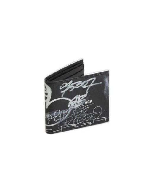 Balenciaga Square Folded Graffiti Wallet in Black for Men | Lyst