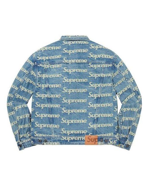 Supreme Frayed Logos Denim Trucker Jacket in Blue for Men | Lyst