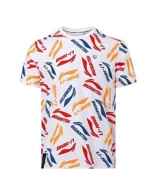 Li-ning Badminton Series Full Print Logo Tee in Red for Men | Lyst