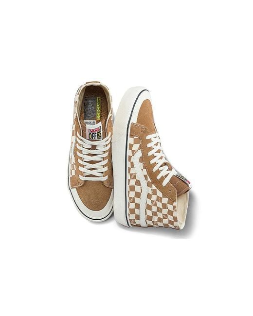 Vans Sk8-Hi High Top Casual Skate Shoes Grid in Natural | Lyst