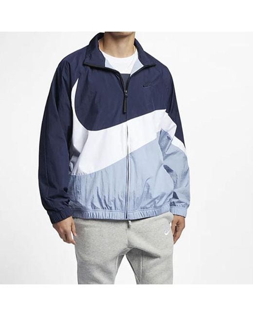 Nike Sportswear Contrasting Colors Large Logo Woven Stand Collar Jacket ...