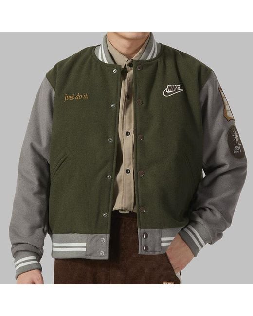 Nike Outdoor Varsity Jacket in Green for Men | Lyst UK
