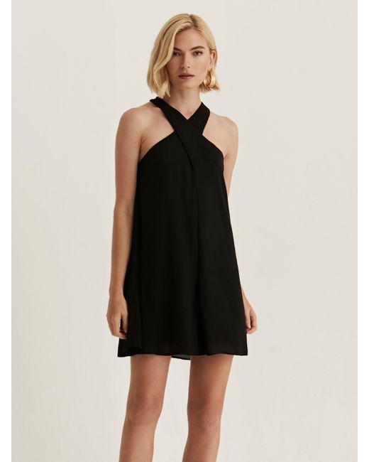 Krisa Synthetic Wrap Halter Dress In Black Lyst