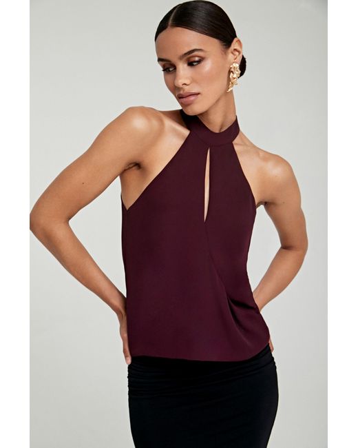 Krisa Keyhole Halter Top in Red | Lyst