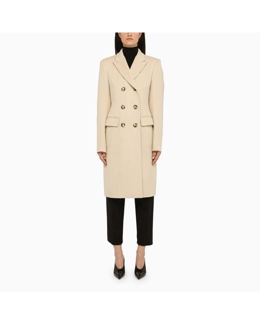 Max Mara Ivory Double-Breasted Wool Jacket in Natural | Lyst