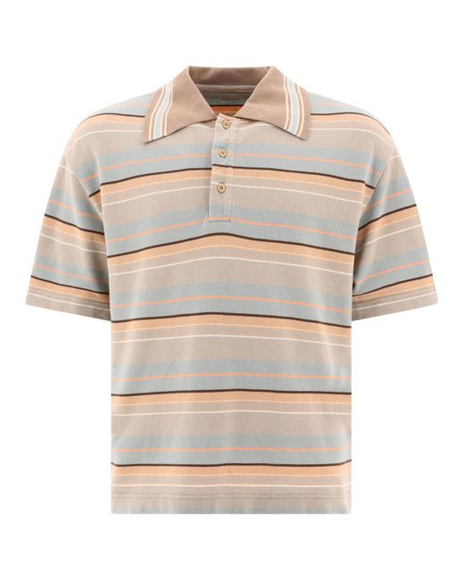 Kapital Multi-Border Textured Polo Shirt in Natural for Men | Lyst