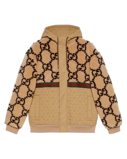 Gucci Camelbrown Zip-Up Jacket With Gg Jacquard Design For Spring/Summer 2024 in Natural for Men ...