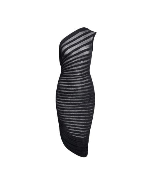 Alaïa Asymmetrical Skeleton Mini Dress in Black | Lyst