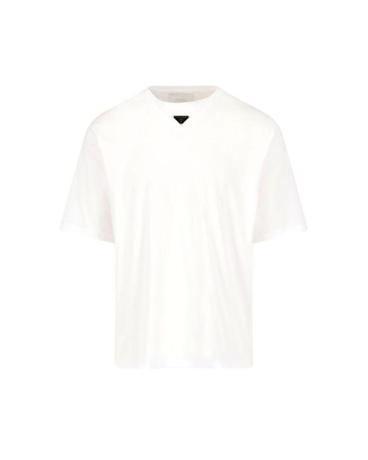Prada Oversized Logo Triangle T-Shirt in White for Men | Lyst