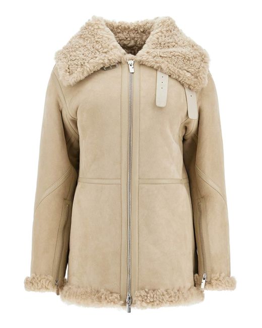 Burberry Shearling Aviator Jacket For in Natural | Lyst