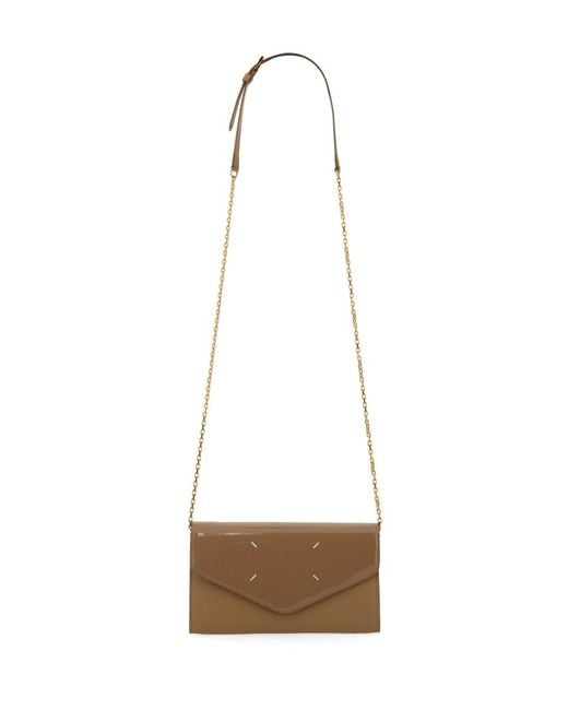 Maison Margiela Mini Chain Wallet With Signature Stitch Detail in White | Lyst