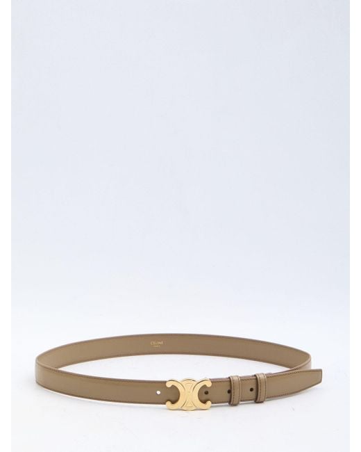 Celine Triomphe Belt in White | Lyst