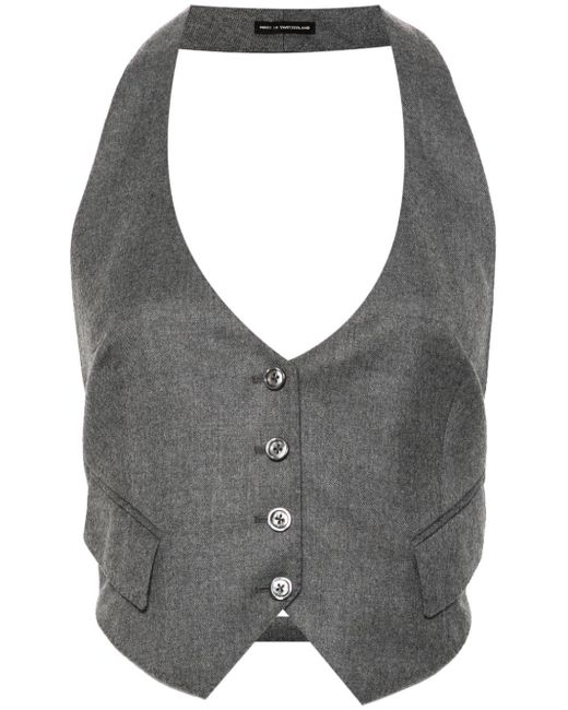 Tom Ford Wool Open-Back Vest in Gray | Lyst