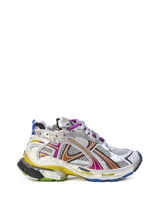 Balenciaga Worn-Out Effect Runner Sneakers in White | Lyst