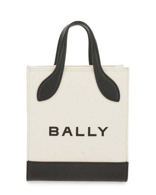 Bally Logo Embellished Mini Handbag in Natural | Lyst