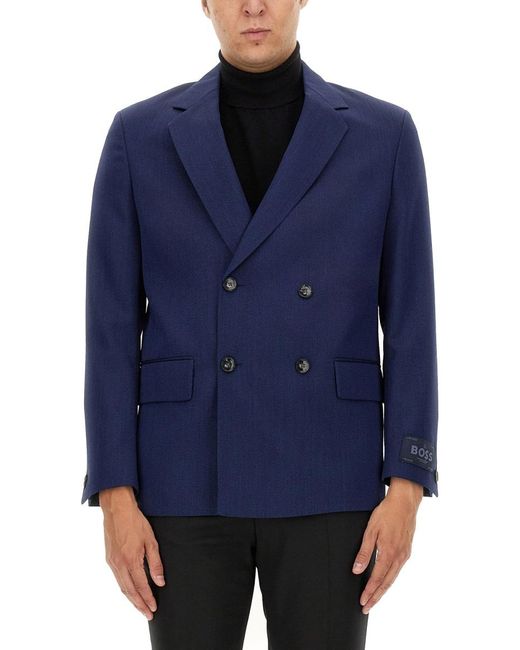 BOSS Classic Double-Breasted Jacket in Blue for Men | Lyst