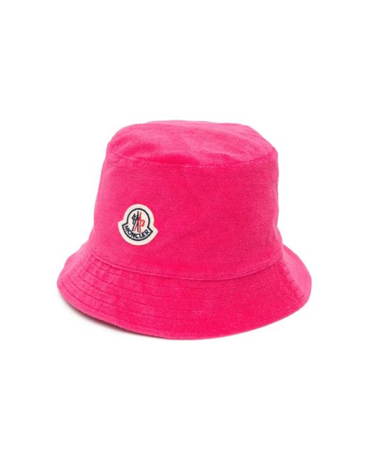 Moncler Reversible Logo Patch Bucket Hat in Pink | Lyst