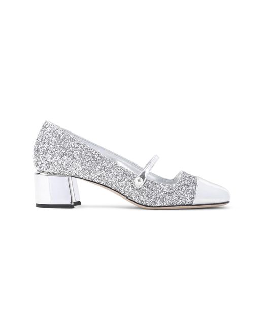 Jimmy Choo Elisa 45 Metallic Calf Leather Pumps in White | Lyst