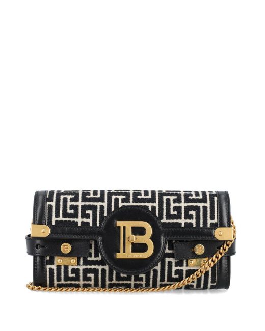 Balmain B-Buzz Jacquard Mini Bag in Black | Lyst