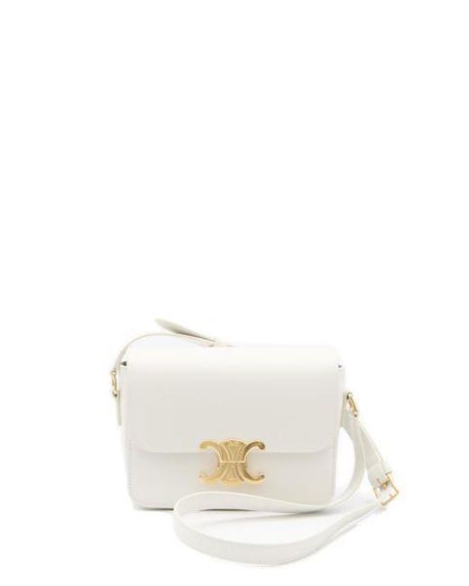 Celine Mini Triomphe Handbag in White | Lyst