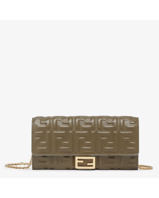 Fendi Lamb Leather Mini Wallet With Chain in Brown | Lyst