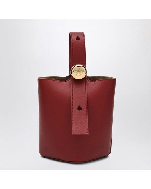 Loewe Calfskin Pebble Bucket Small Bag in Red | Lyst
