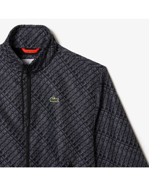 Lacoste High-Neck Zip Front Monogram Print Jacket in Blue | Lyst