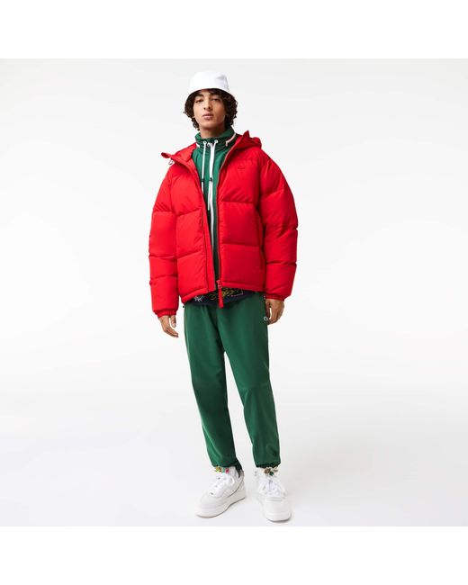 Lacoste Water-Repellent Puffer Jacket in Red for Men | Lyst