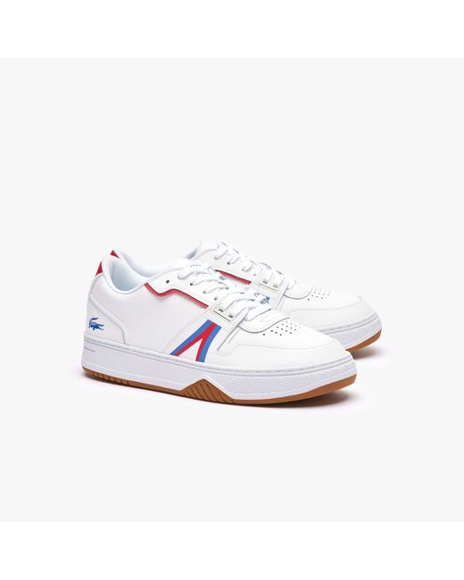 Lacoste L001 Leather Logo Sneakers in White for Men | Lyst
