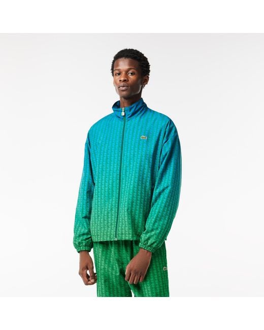 Lacoste Monogram Print Ombrã Track Jacket in Blue for Men | Lyst