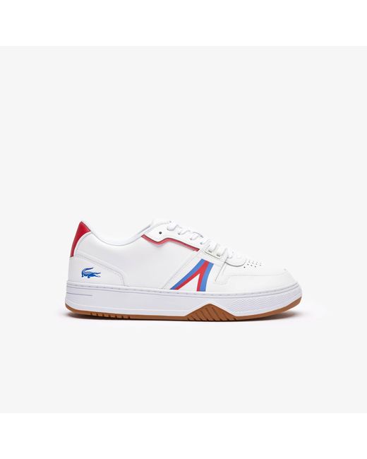 Lacoste L001 Leather Logo Sneakers in White for Men | Lyst