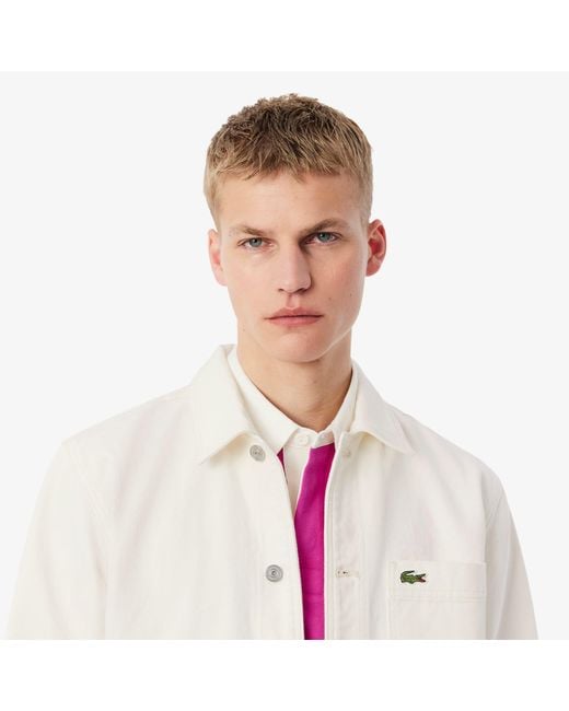 Lacoste Heavy Cotton Denim Overshirt in Pink for Men | Lyst