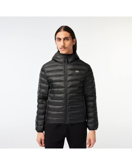 Lacoste Quilted Hooded Puffer Jacket in Black for Men | Lyst