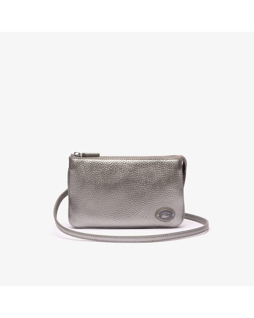 Lacoste Origin Croc Leather Double Pouch Bag in Gray | Lyst